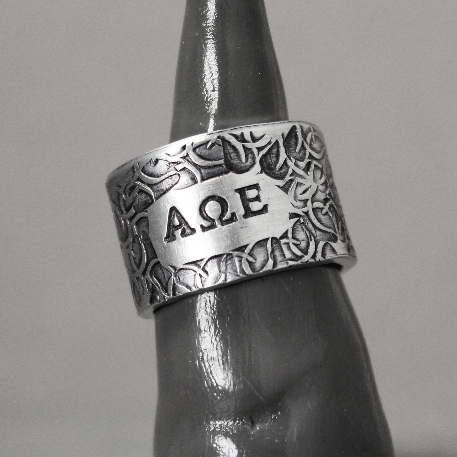 Alpha Omega Epsilon Ring Sorority Ring Floral Texture Ring - Etsy
