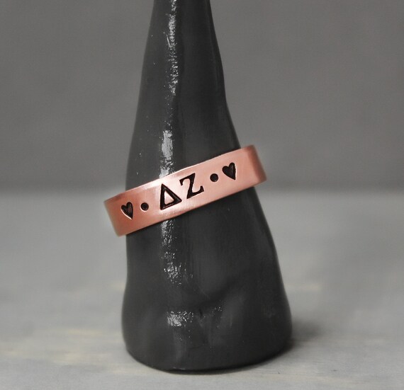 Delta Zeta Ring Sorority Ring Thin Copper Ring Custom - Etsy