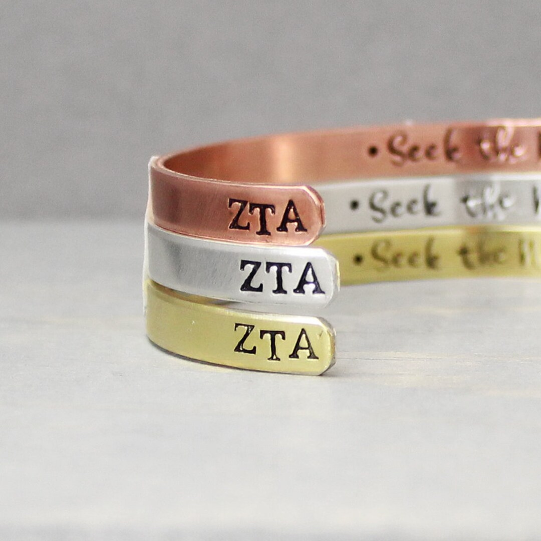 Zeta Tau Alpha Cuffs, Stacking Cuffs Metal Choices - Etsy
