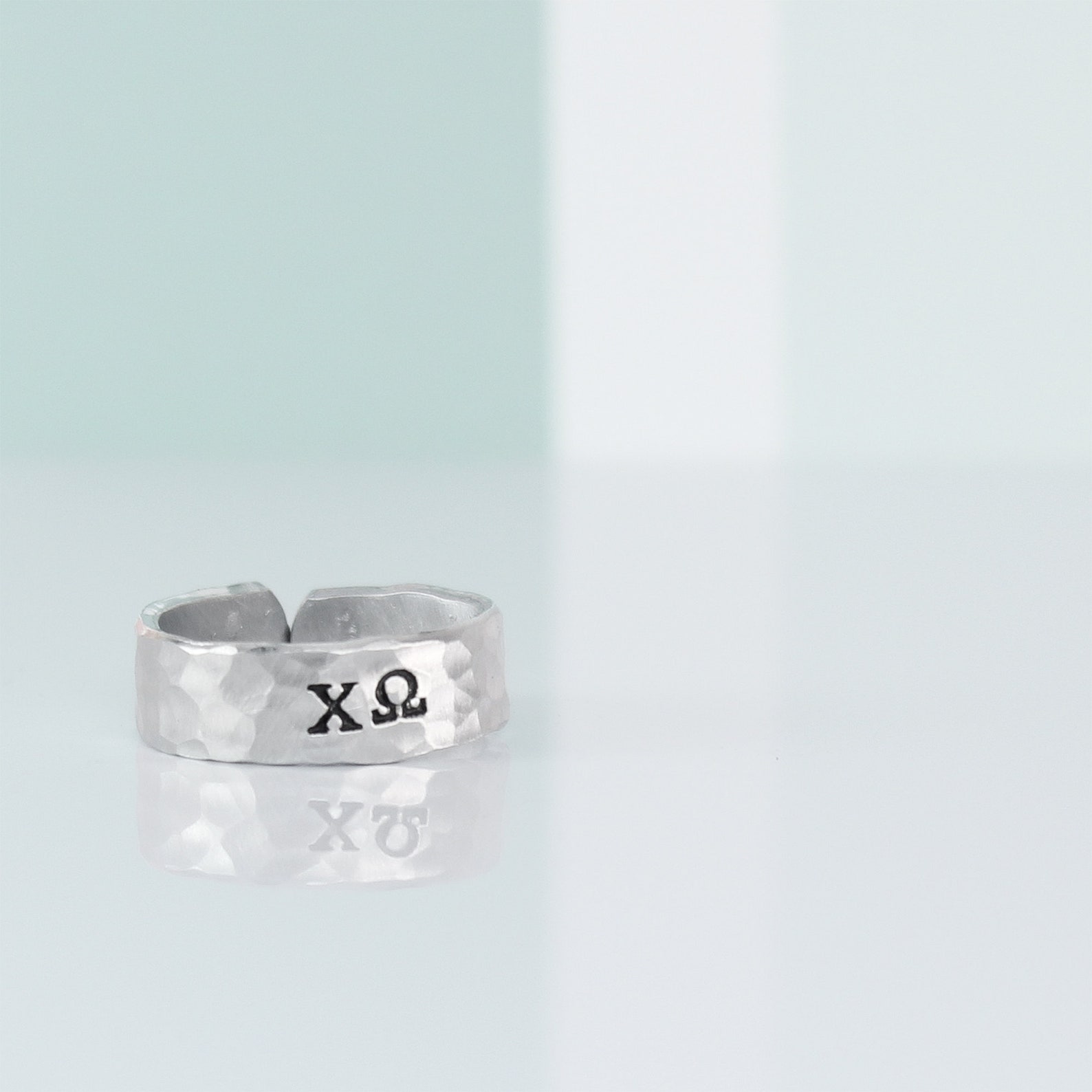 Chi Omega Ring Hammered Sorority Ring Custom Sorority | Etsy