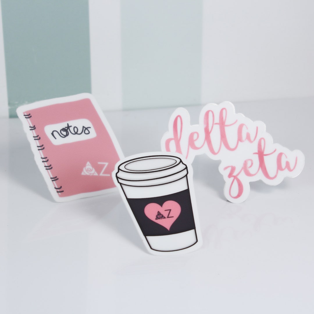 Delta Zeta Stickers, Pink Sorority Sticker Set, FREE SHIPPING - Etsy