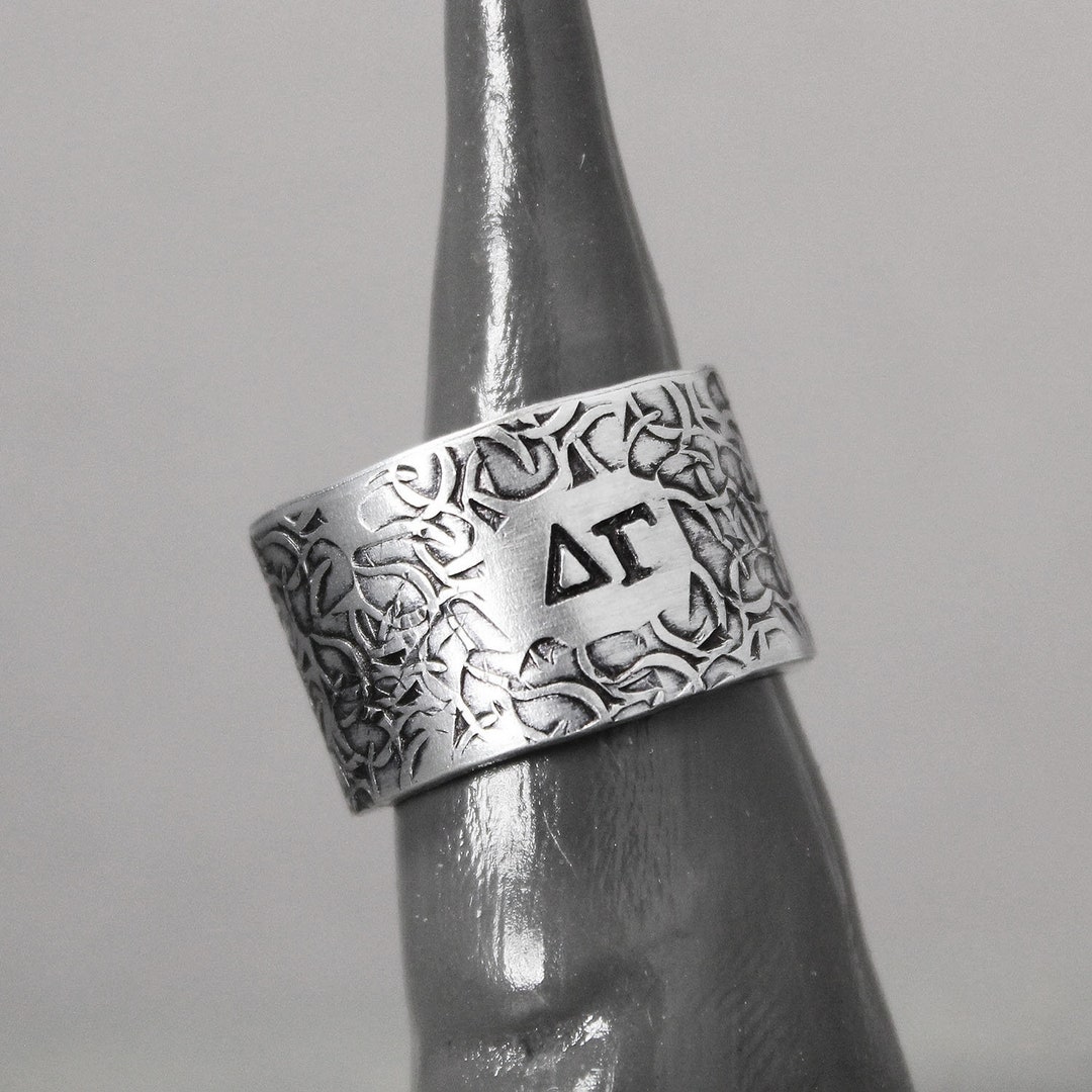 Delta Gamma Ring, Sorority Ring, Floral Texture Ring, Custom Sorority ...