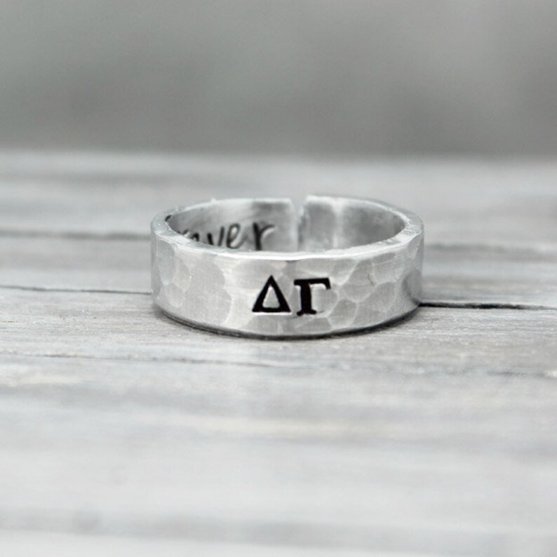 Delta Gamma Ring Hammered Sorority Ring Custom Sorority | Etsy