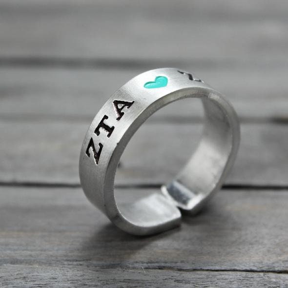 Zeta Tau Alpha Ring Heart Ring Sorority Ring Custom - Etsy