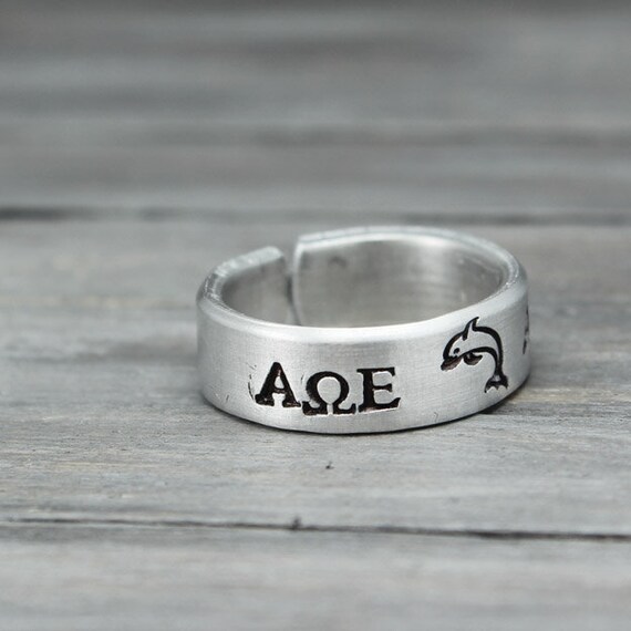 Alpha Omega Epsilon Ring Dolphin Ring Sorority Ring | Etsy