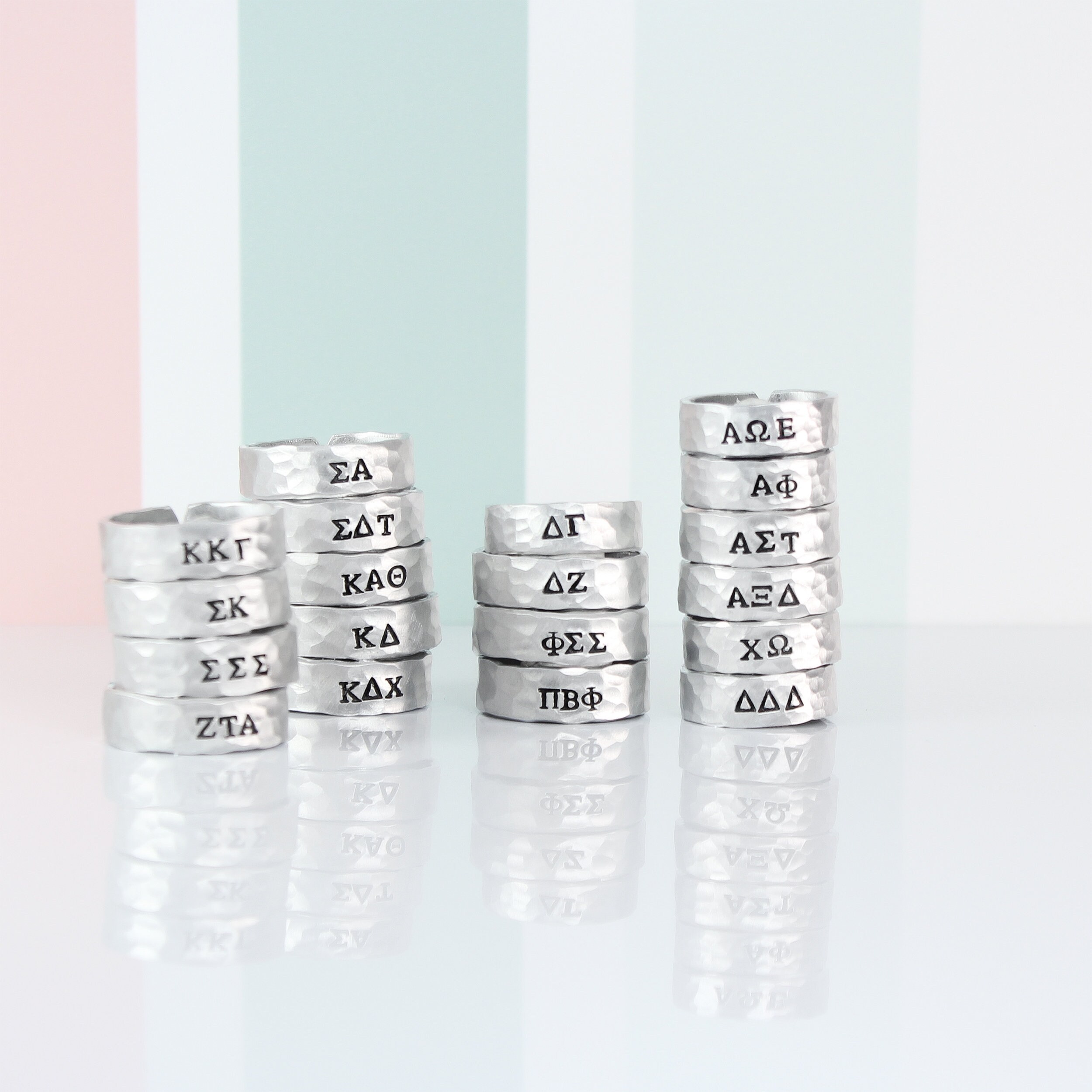 Alpha Phi Ring, Hammered Sorority Ring, Custom Sorority Jewelry, Hand ...