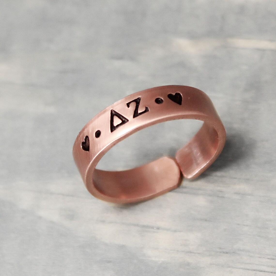 Delta Zeta Ring Sorority Ring Thin Copper Ring Custom - Etsy