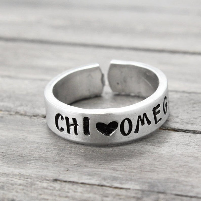 Chi Omega Ring Black Heart Ring Sorority Ring | Etsy