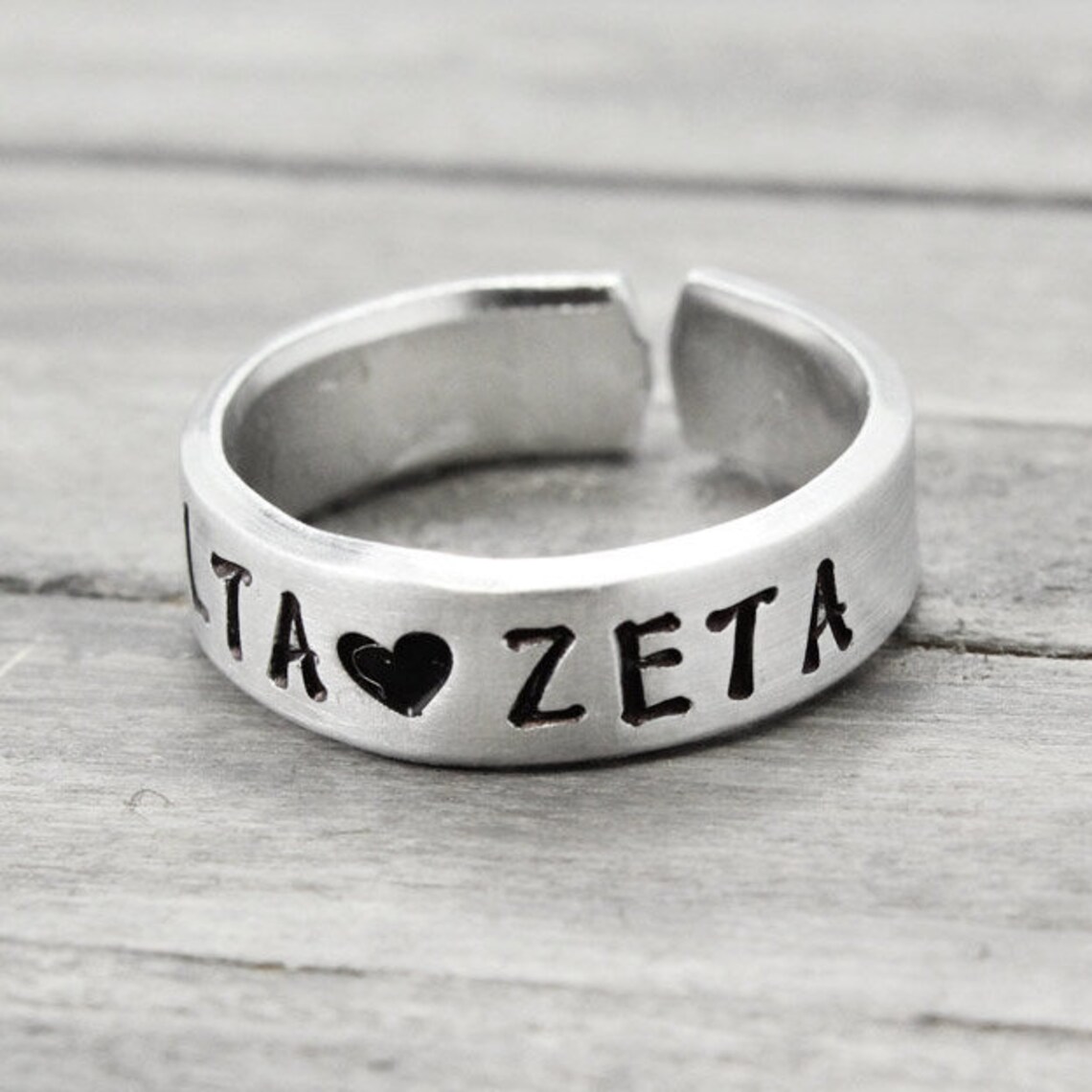 Delta Zeta Ring Black Heart Ring Sorority Ring Custom - Etsy