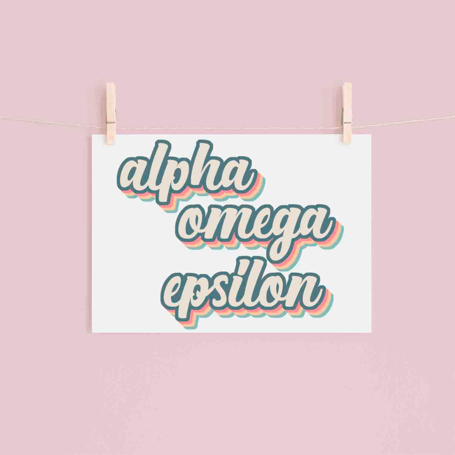 Alpha Omega Epsilon - Sorority Printable - Digital Sign - Etsy