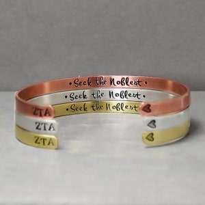 Zeta Tau Alpha Cuffs, Stacking Cuffs Metal Choices - Etsy