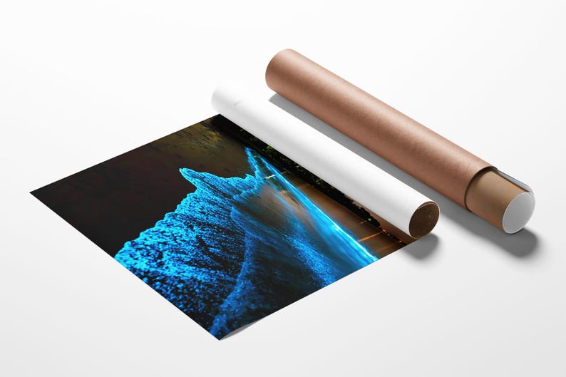 Electric Blue Bioluminescence Vertical Photo Print | Ocean Art Print ...