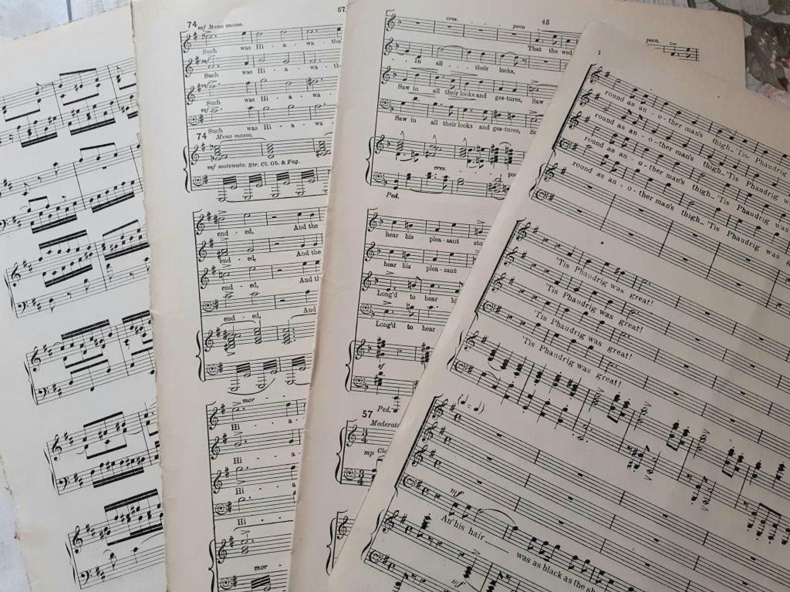 Vintage Music Pages. 18 Music Score Pages. Music Paper Ephemera. Full ...