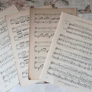 Vintage Music Pages. 18 Music Score Pages. Music Paper Ephemera. Full ...