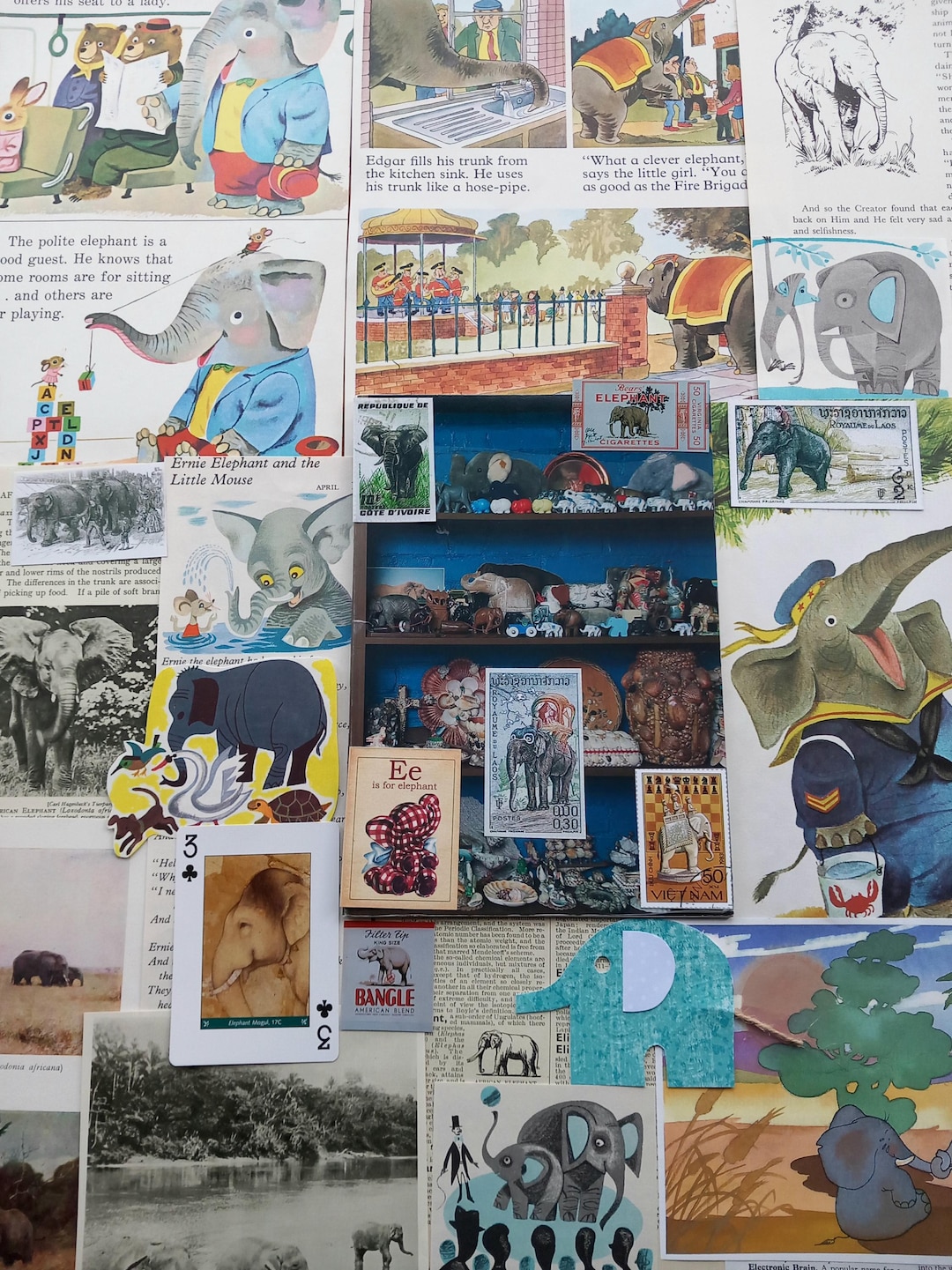 Elephant Paper Ephemera Pack. Elephant Pictures and Notebook. 24 Piece ...