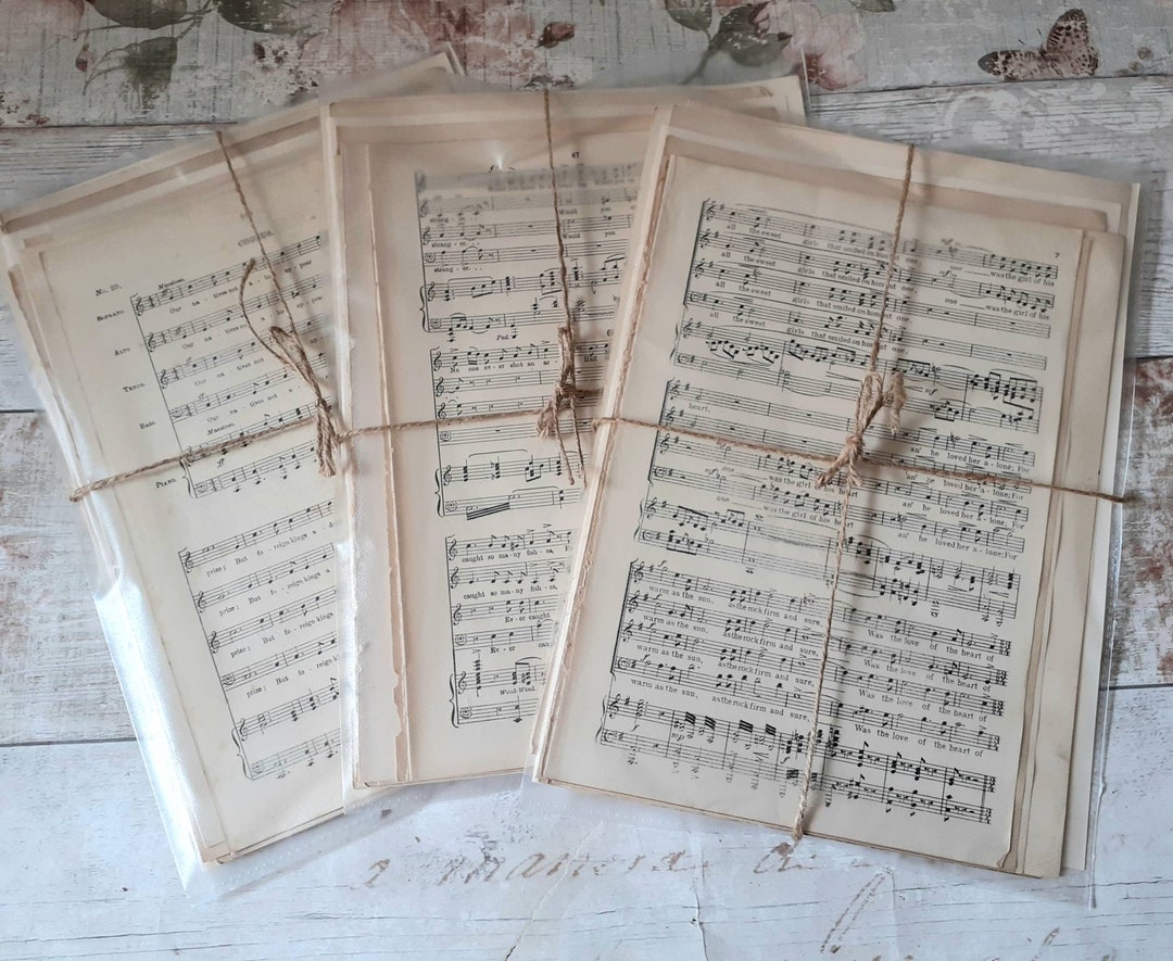 Vintage Music Pages. 18 Music Score Pages. Music Paper Ephemera. Full ...