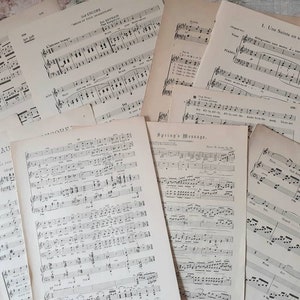 Vintage Music Pages. 18 Music Score Pages. Music Paper Ephemera. Full ...