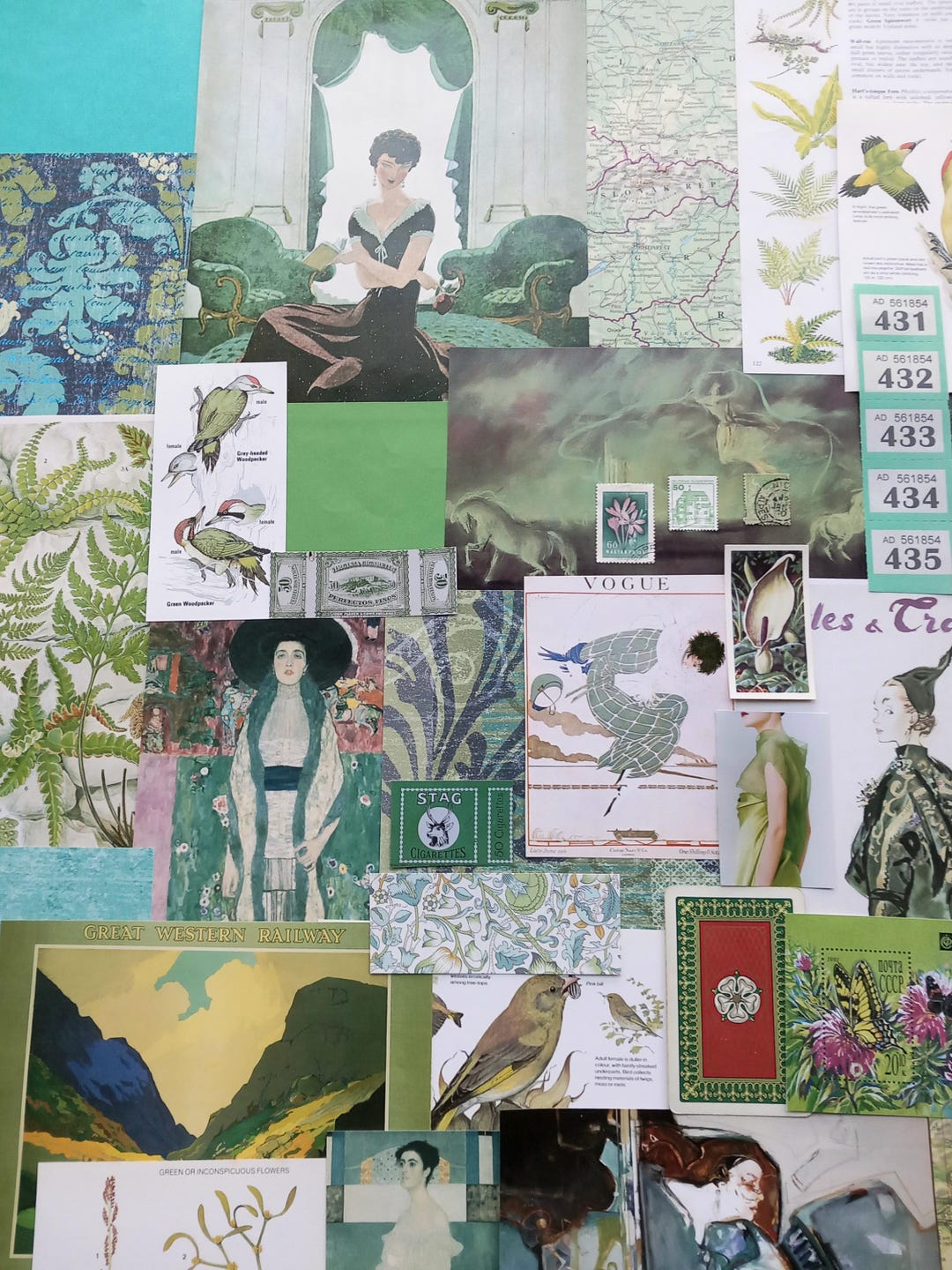 Green Paper Ephemera Pack. 40 Piece Mixed Ephemera. Pictures for ...