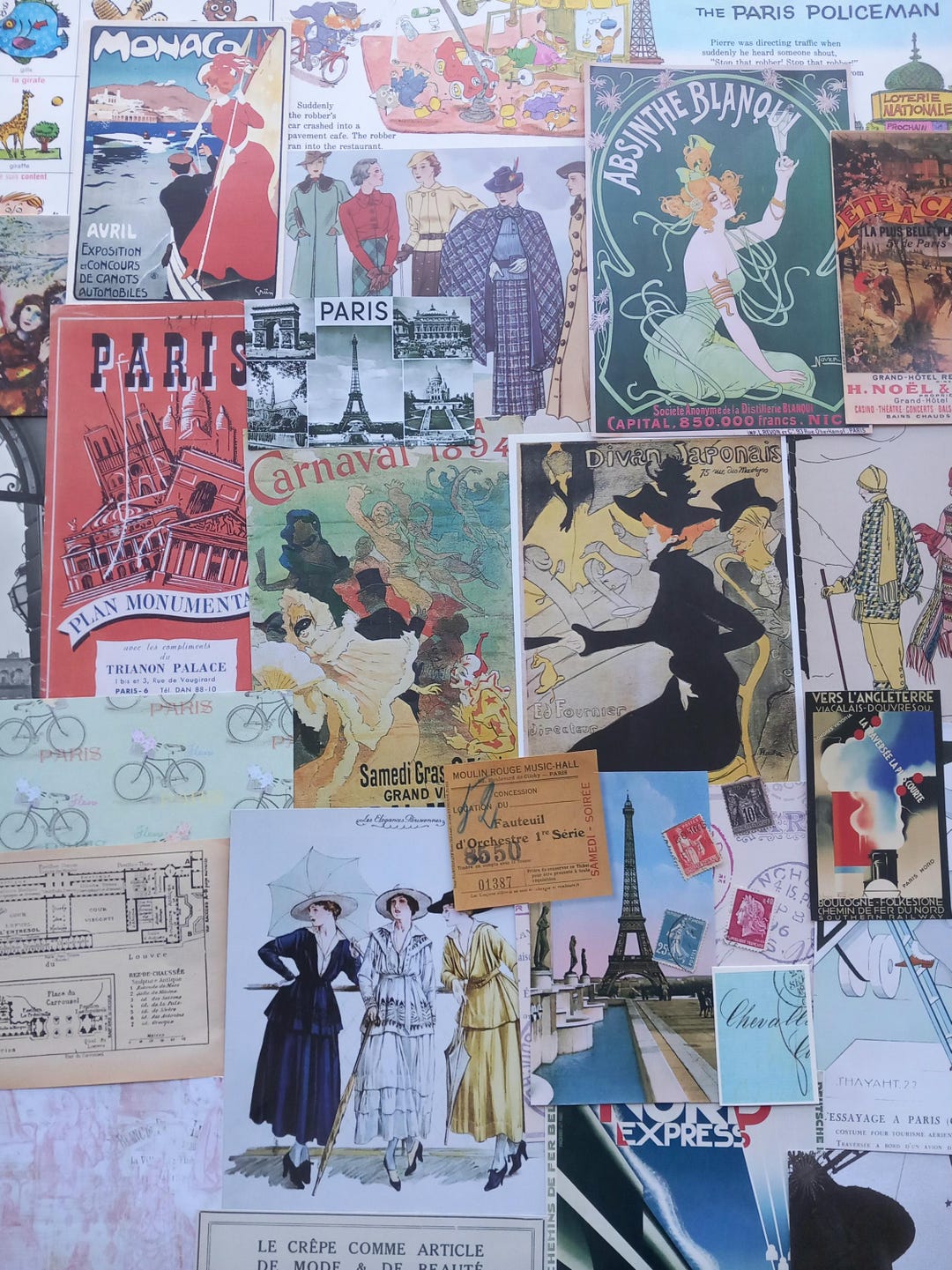 French Themed Paper Ephemera. 40 Piece Mixed Ephemera. France and Paris ...