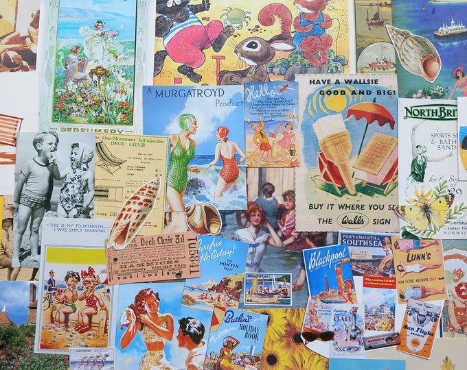 Summer Themed Ephemera Pack. Holidays Seaside Ocean Beach Pictures. 40 ...