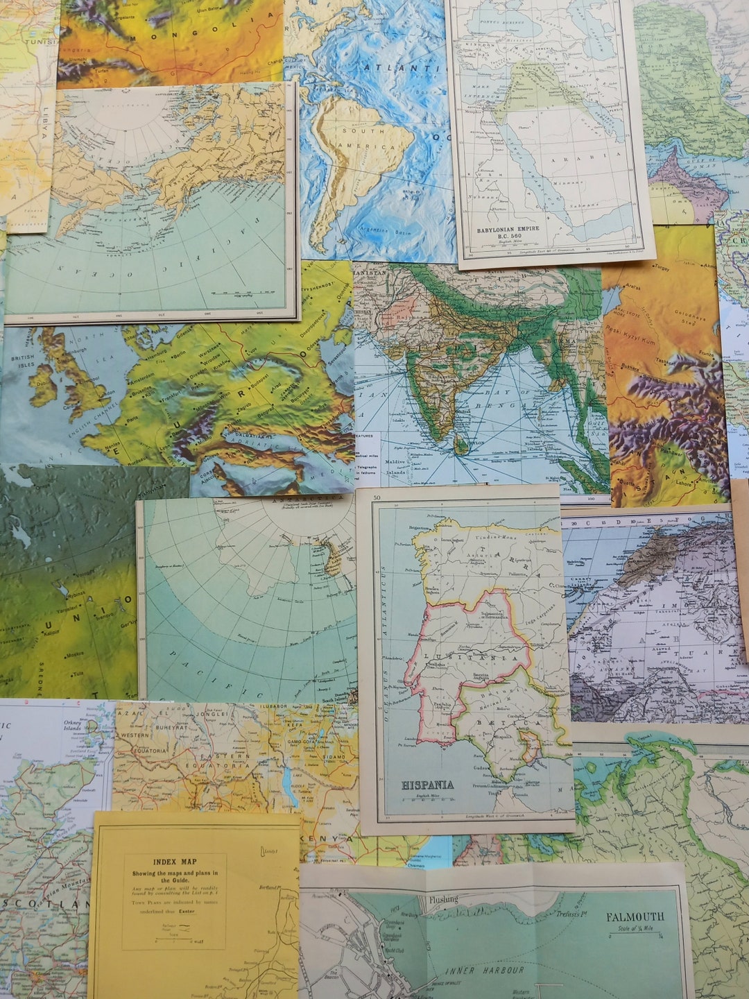 Vintage Atlas and Map Pages. 24 Old Map Pages. Vintage Map Pages for ...