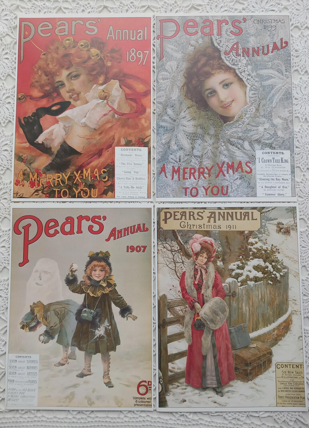 Pear's Annual Christmas Covers. Set of 4 Book Plates. Christmas Annual ...