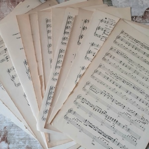 Vintage Music Pages. 18 Music Score Pages. Music Paper Ephemera. Full ...