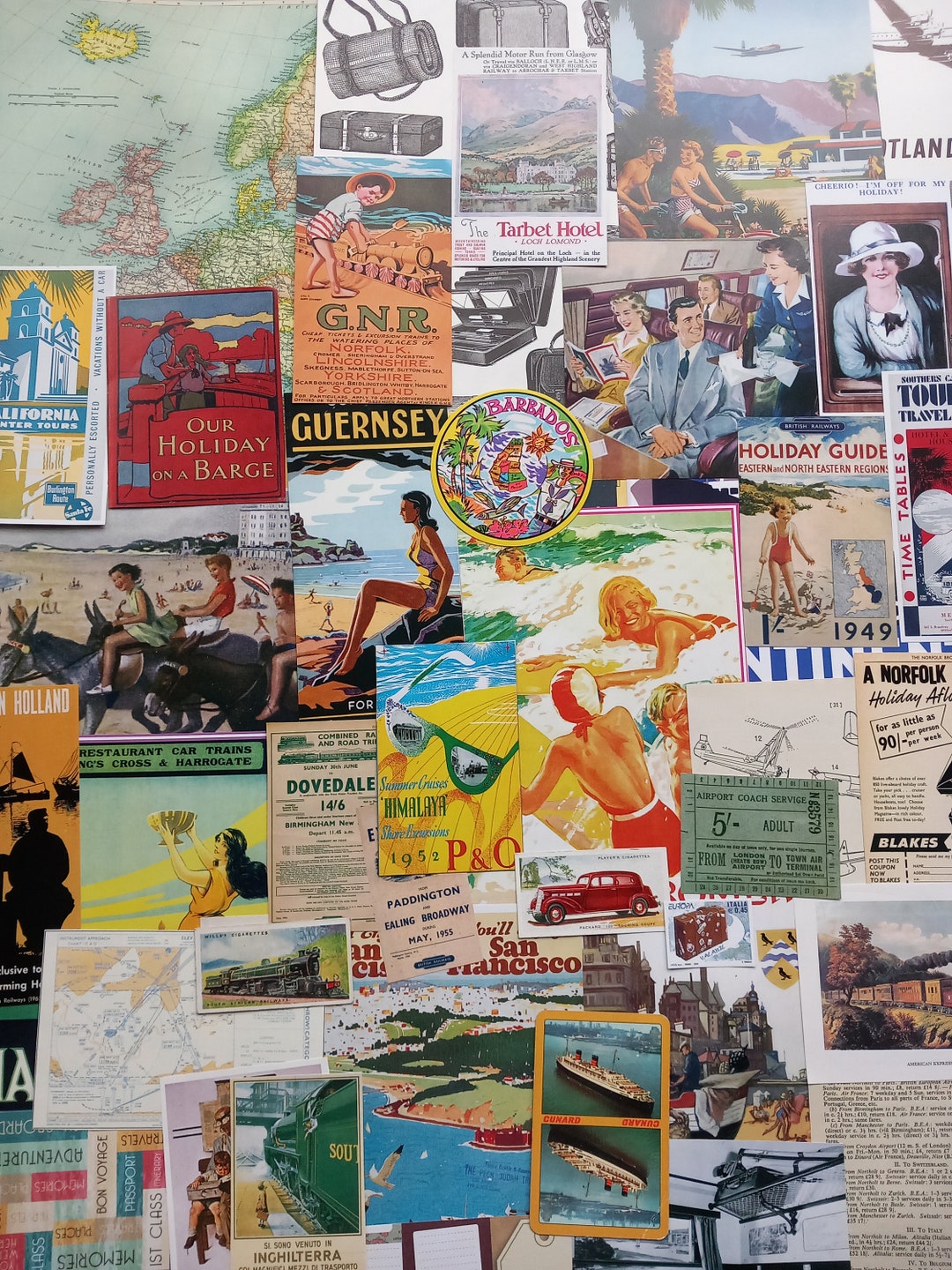 Travel Themed Paper Ephemera Pack. 40 Piece Travel and Transport ...