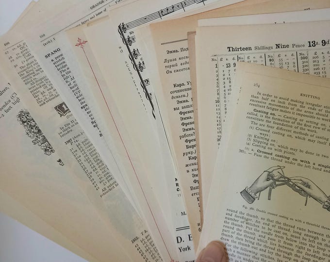 Vintage Book Pages for Crafting. 30 Mixed Old Book Pages. Junk Journal ...