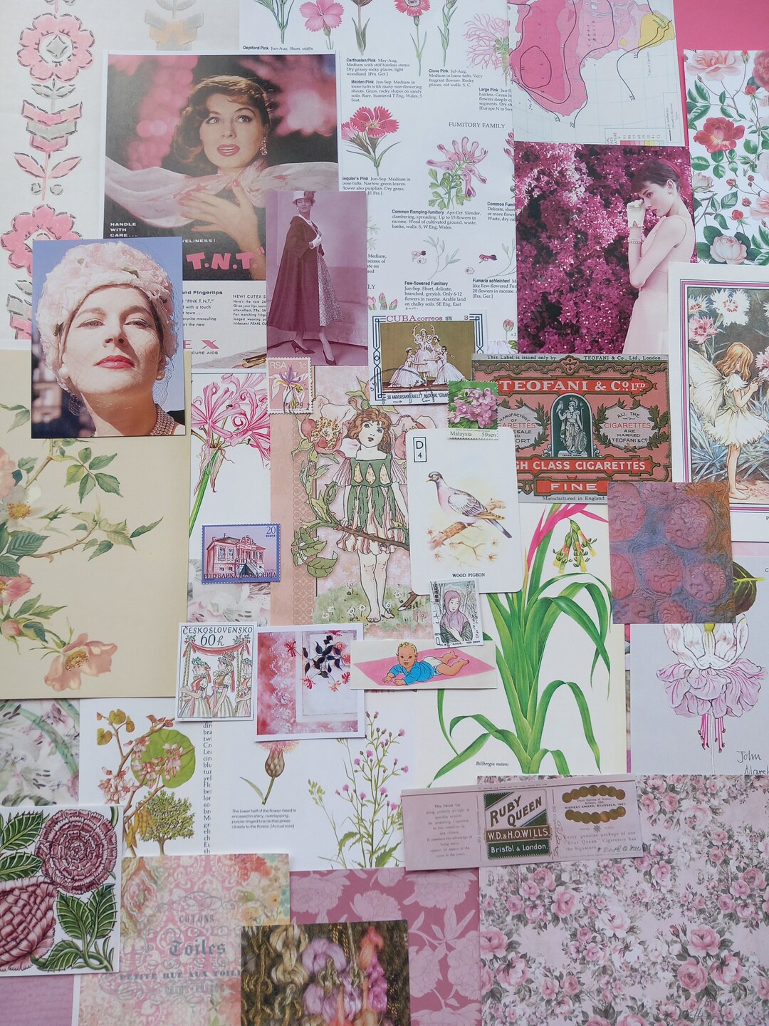 Pink Paper Ephemera Pack. 40 Piece Mixed Ephemera. Pink Themed Pictures ...