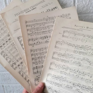 Vintage Music Pages. 18 Music Score Pages. Music Paper Ephemera. Full ...