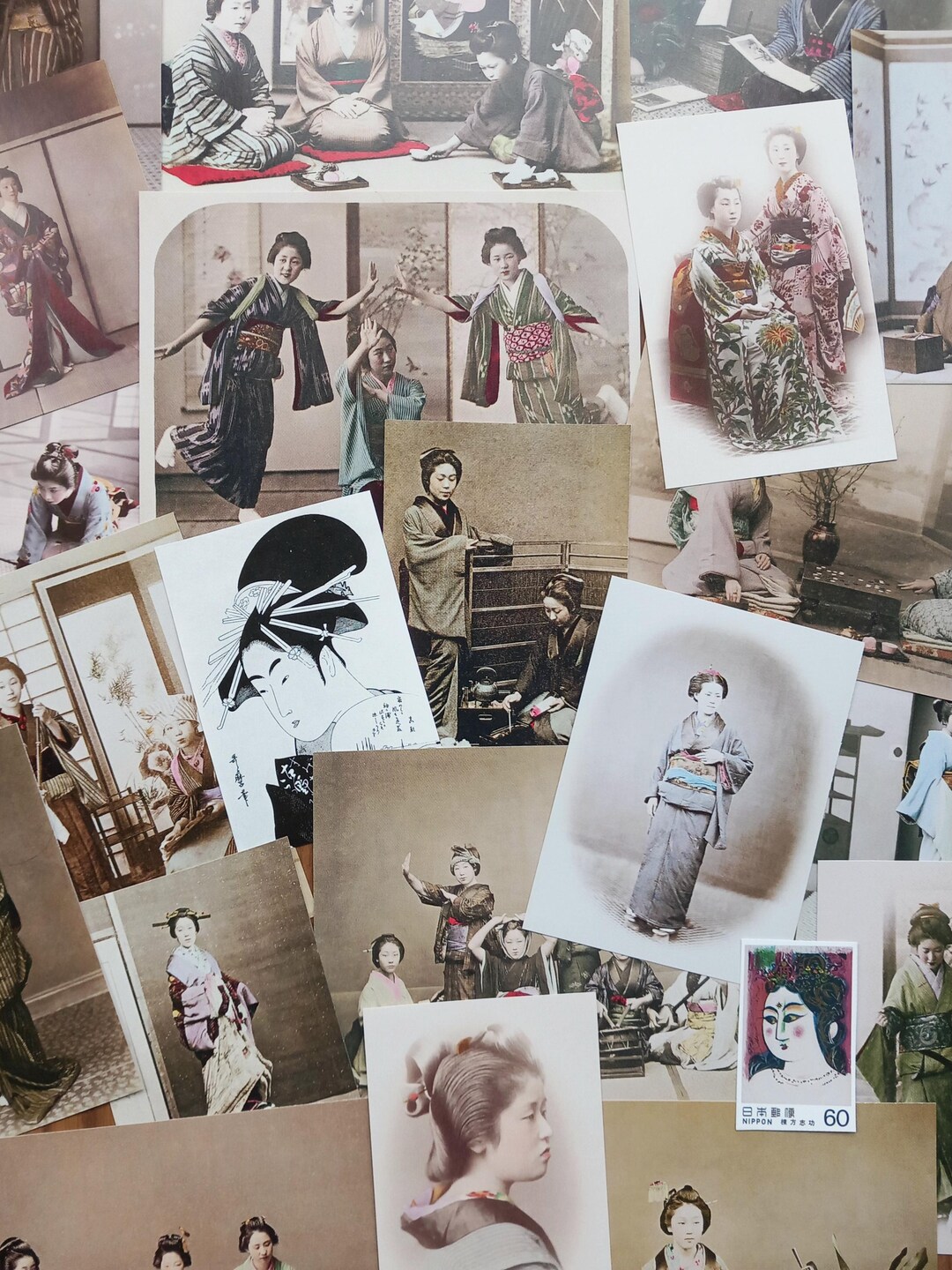 Vintage Japanese Ephemera Pack. Old Japan Pictures for Crafting. Sepia ...