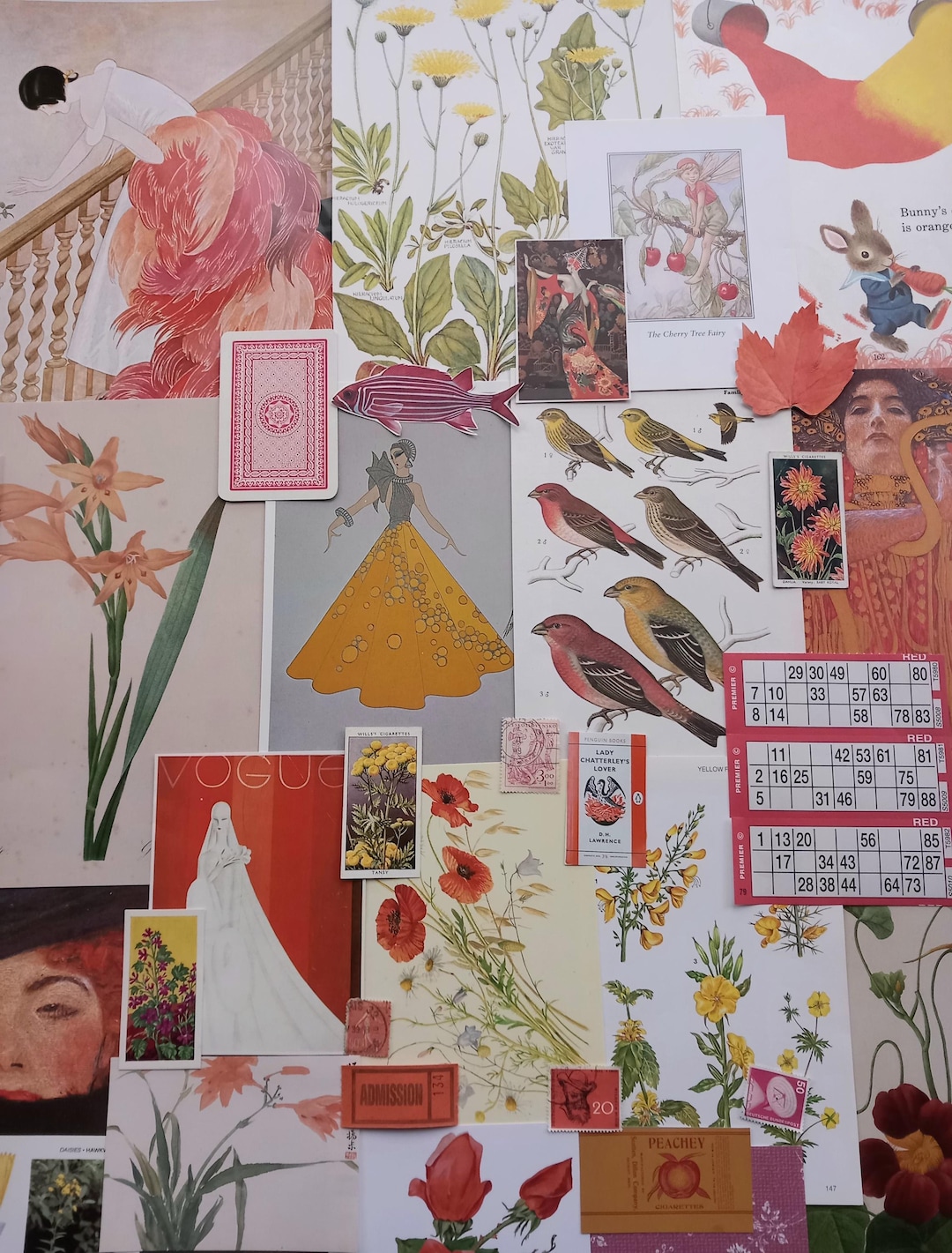 Red Orange Yellow Paper Ephemera. 40 Pictures for Papercrafts. Orange ...