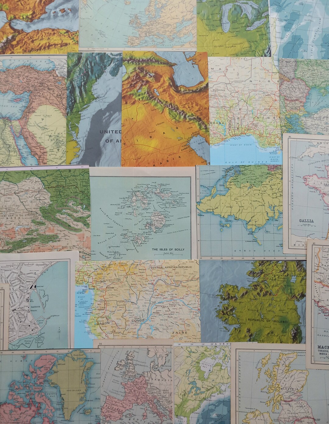 Vintage Atlas and Map Pages. 24 Old Map Pages. Vintage Map Pages for ...