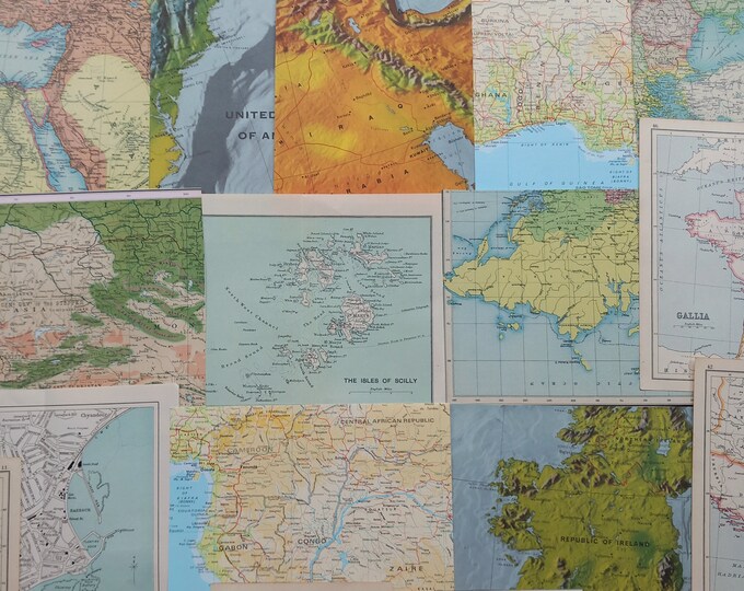 Vintage Atlas and Map Pages. 24 Old Map Pages. Vintage Map Pages for ...