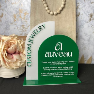 Custom Branded Acrylic Table Top Sign With Half Arch Design, QR Codes ...