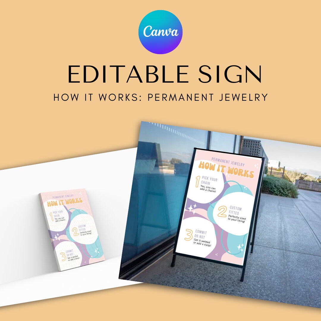 Permanent Jewelry How It Works Poster Design | Groovy Banner Editable ...
