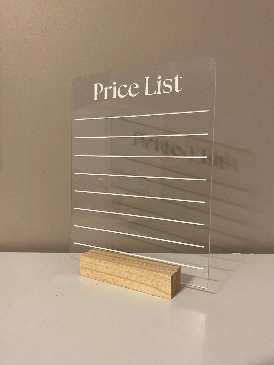 Engraved Acrylic Dry Erase Pricing Sign Price Menu Sign Table Top ...