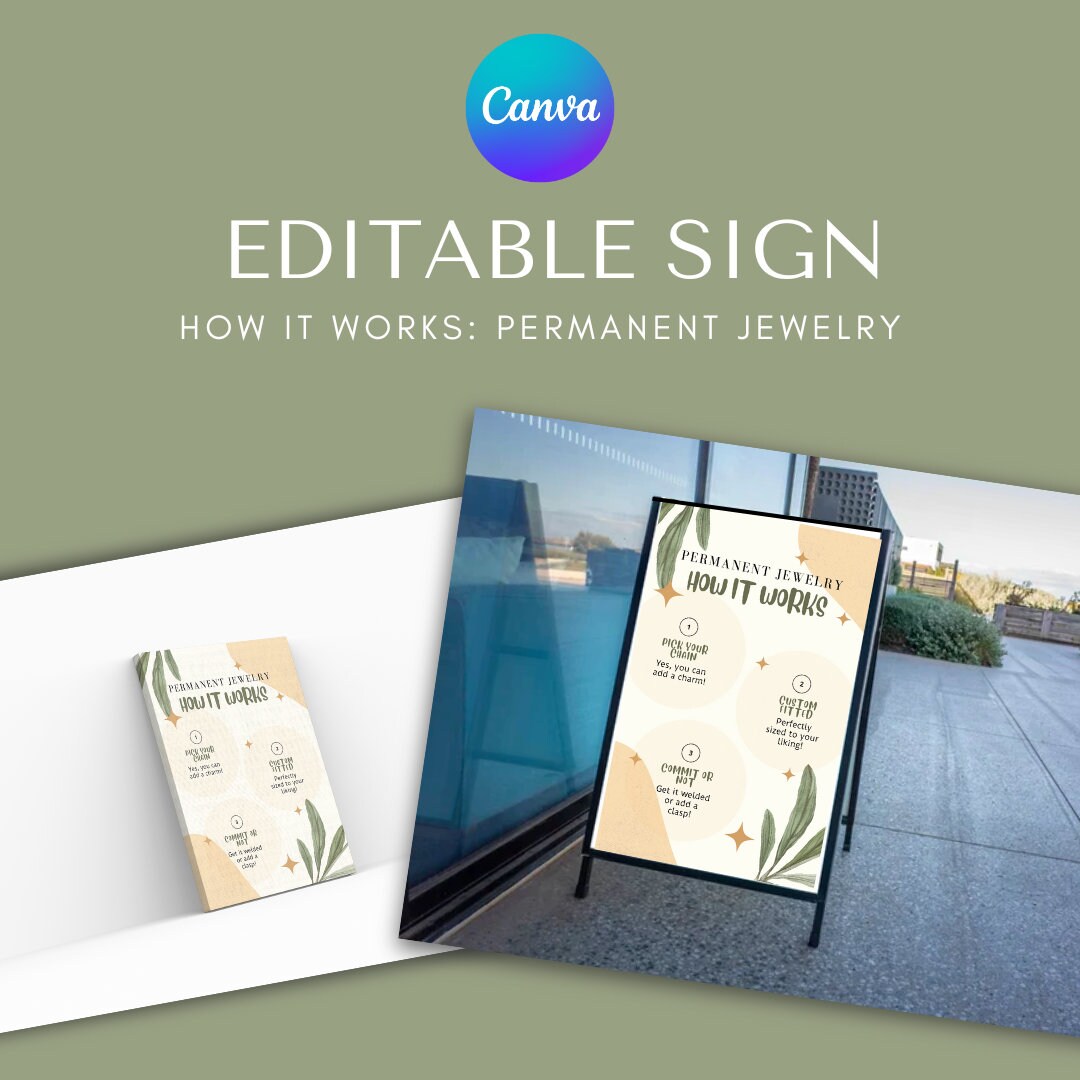 Permanent Jewelry How It Works Poster Design | BOHO Banner Editable in ...