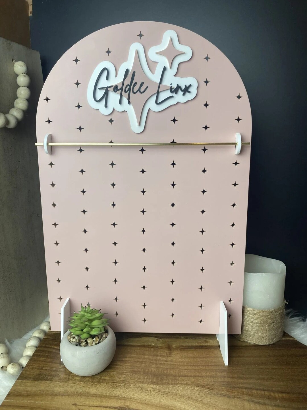 Large Custom Chain Necklace Jewelry Charm Display Stand Large Gold and ...