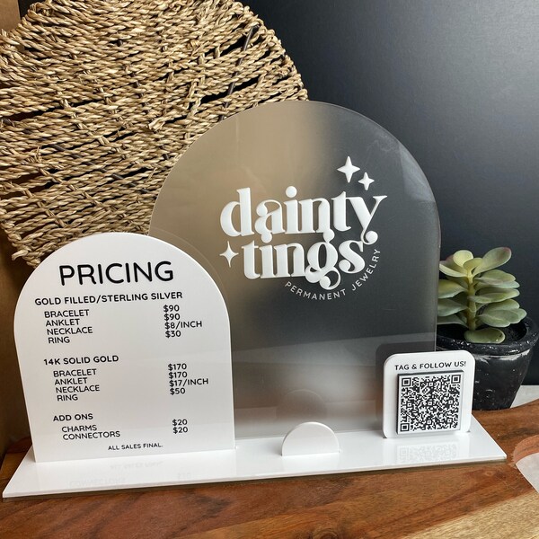 Acrylic Table Top Two Panel Display With Single Qr Code - Etsy