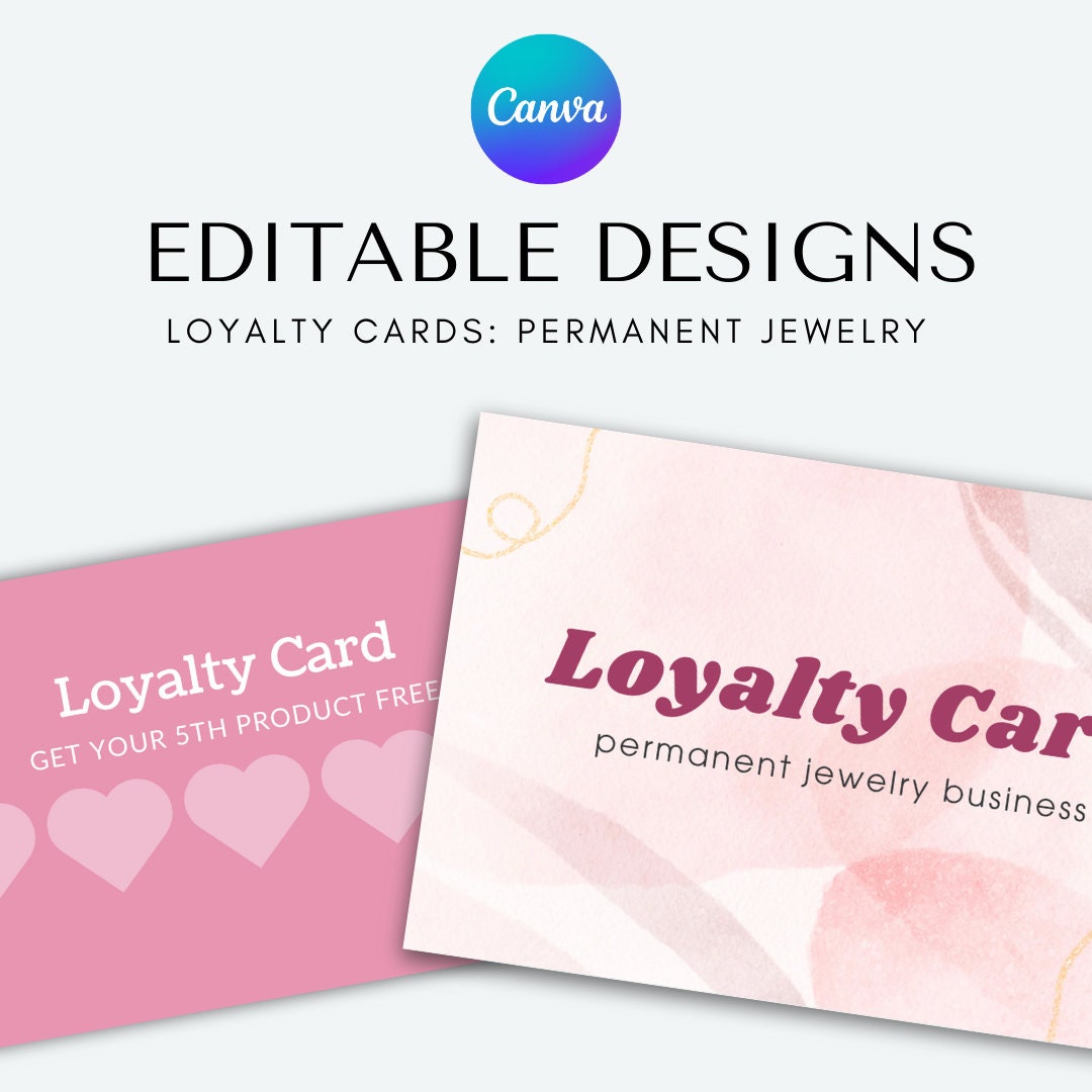 Permanent Jewelry Loyalty Card Designs | Modern Editable Card Design in ...