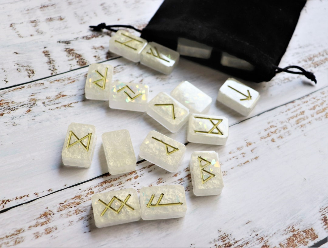 Opal Resin Runes, Elder Futhark Runes, Runes, Rune Stones, Rune Set ...