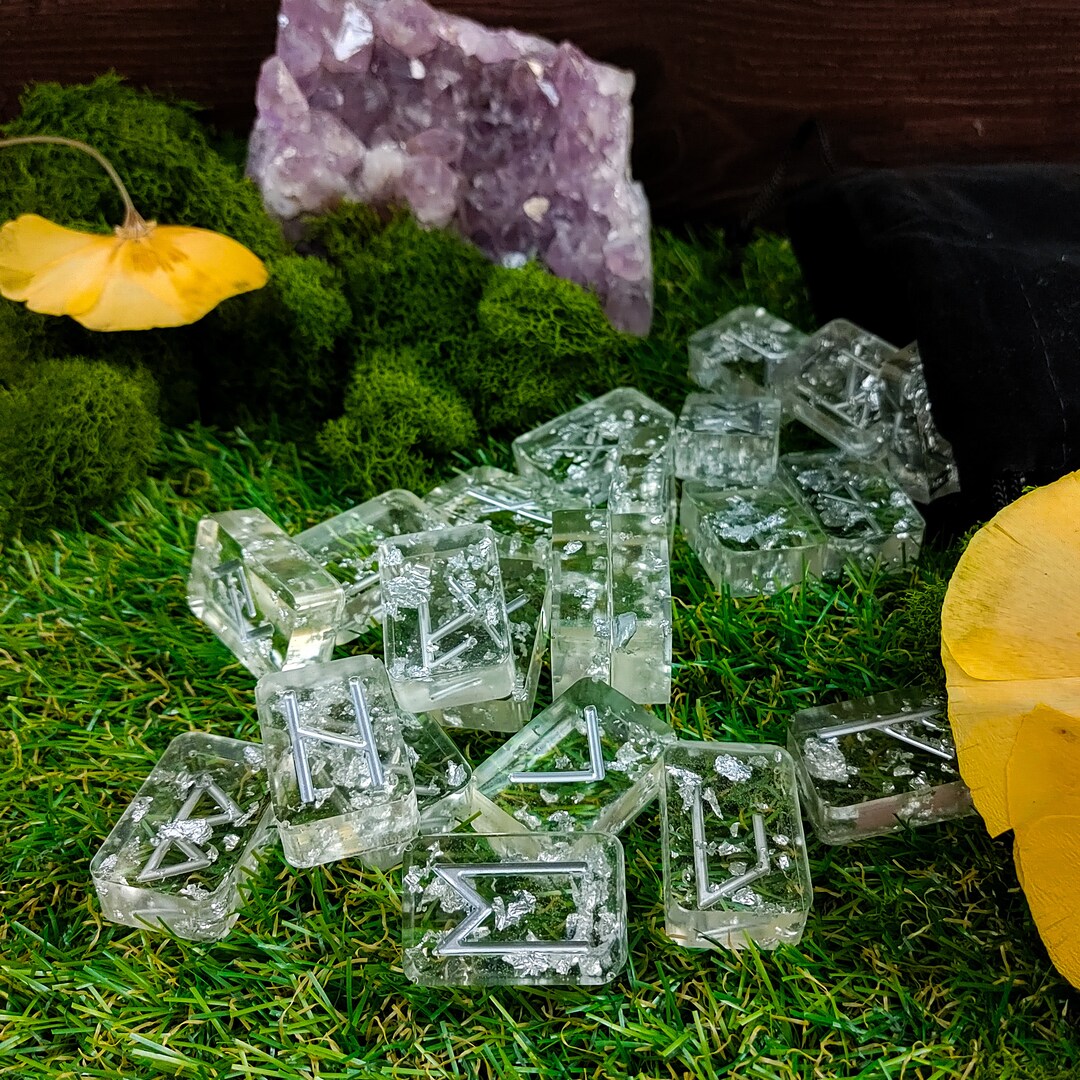 Silver Leaf Runes, Elder Futhark Runes, Runes, Rune Stones, Rune Set ...