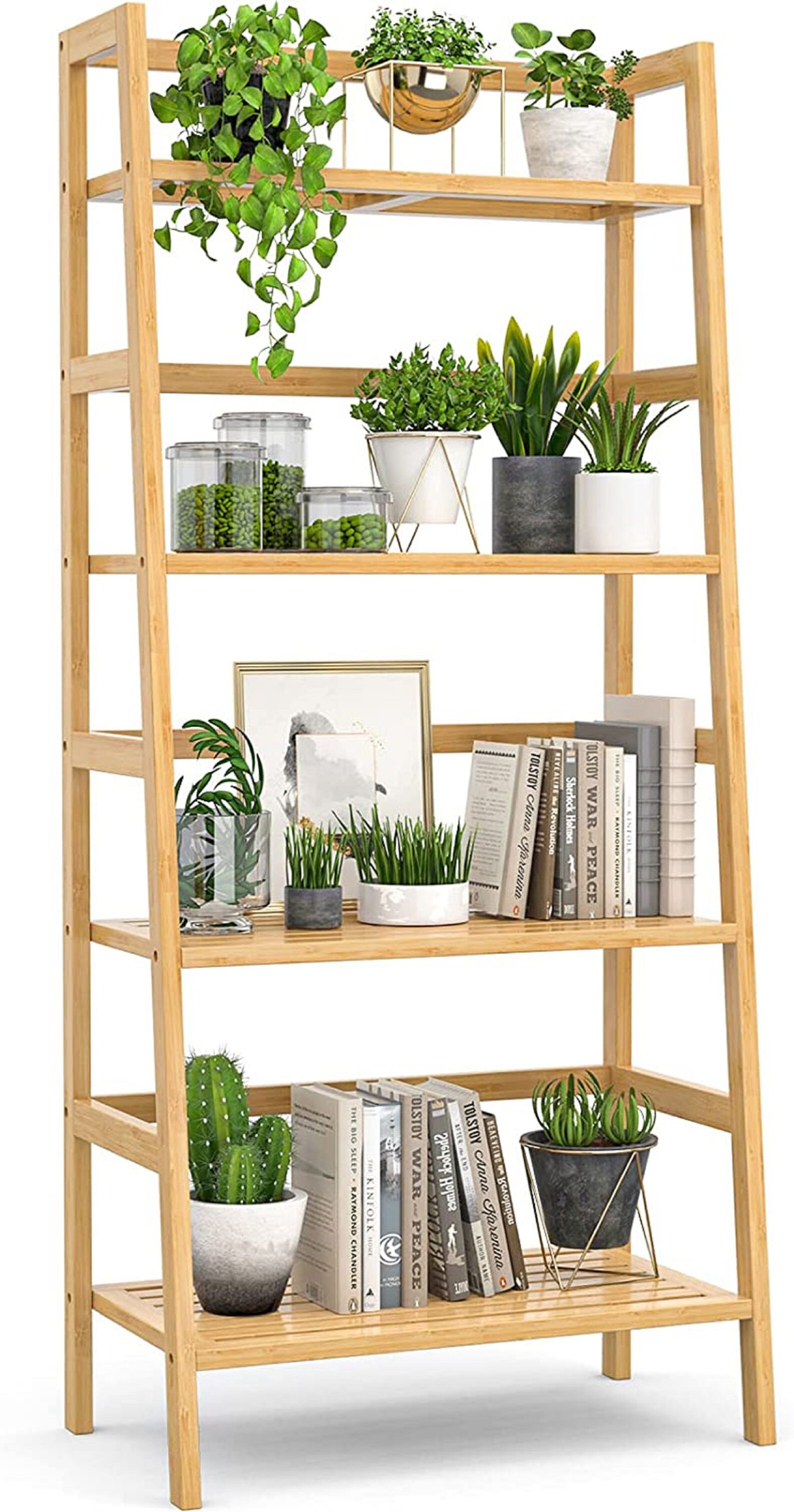 Bamboo Ladder Shelf 49.2 Book Shelf Floor Freestanding - Etsy