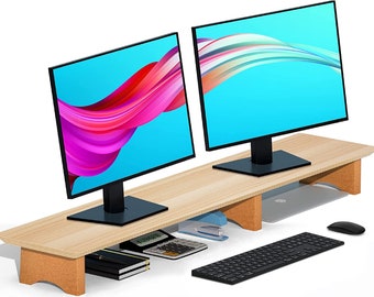 Wood Dual Monitor Stand - Etsy