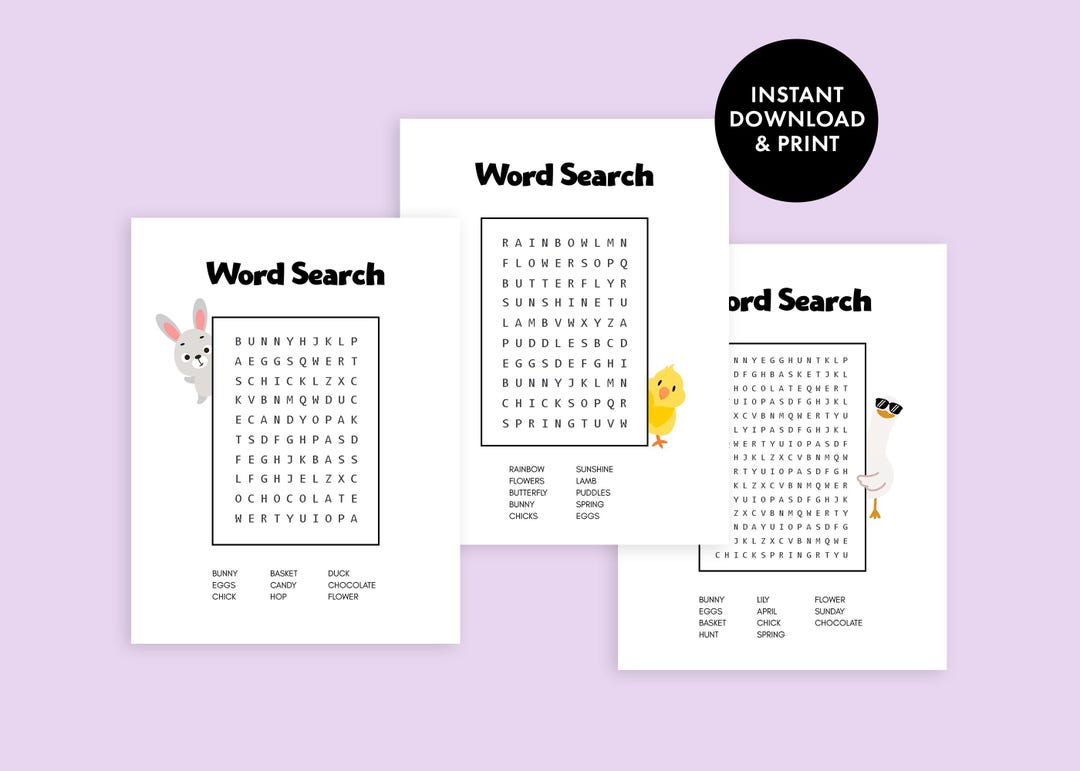 Easter Word Search Printables | Holiday Puzzle Activity Pack | Kids ...