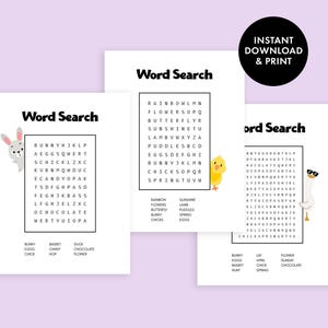 Easter Word Search Printables | Holiday Puzzle Activity Pack | Kids ...