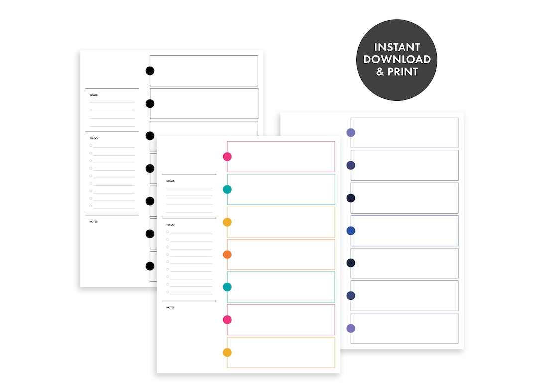 Printable Weekly Planner: Undated, Bold Colors (PDF Download) - Etsy