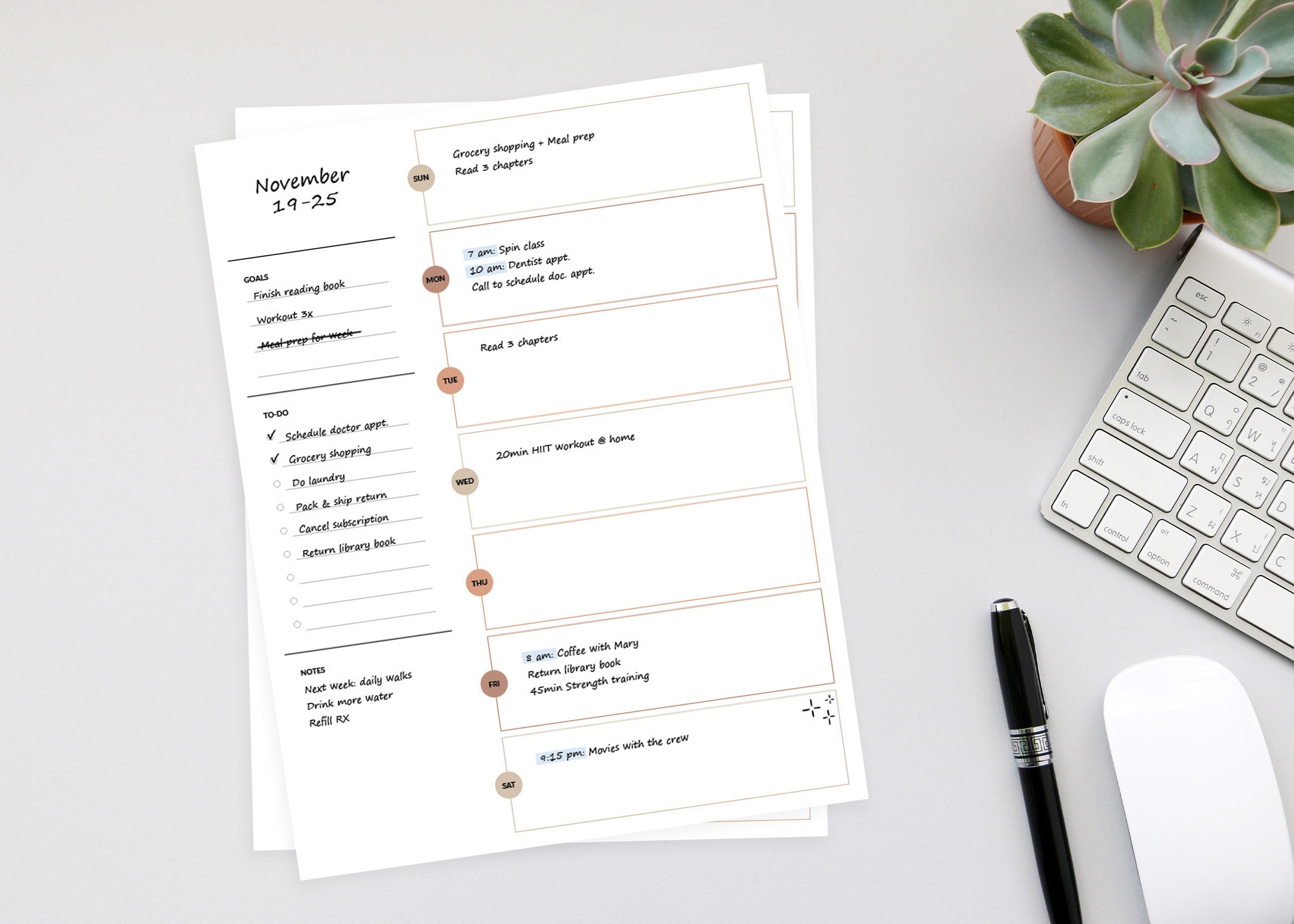 Printable Weekly Schedule Sunday Start Neutral Colors - Etsy